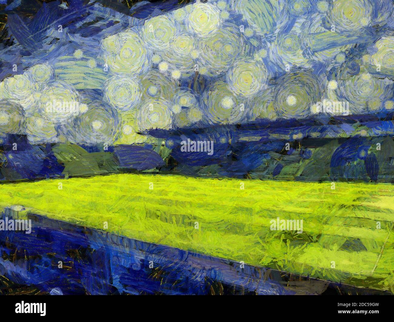 Stadium landscape Illustrations creates an impressionist style of ...