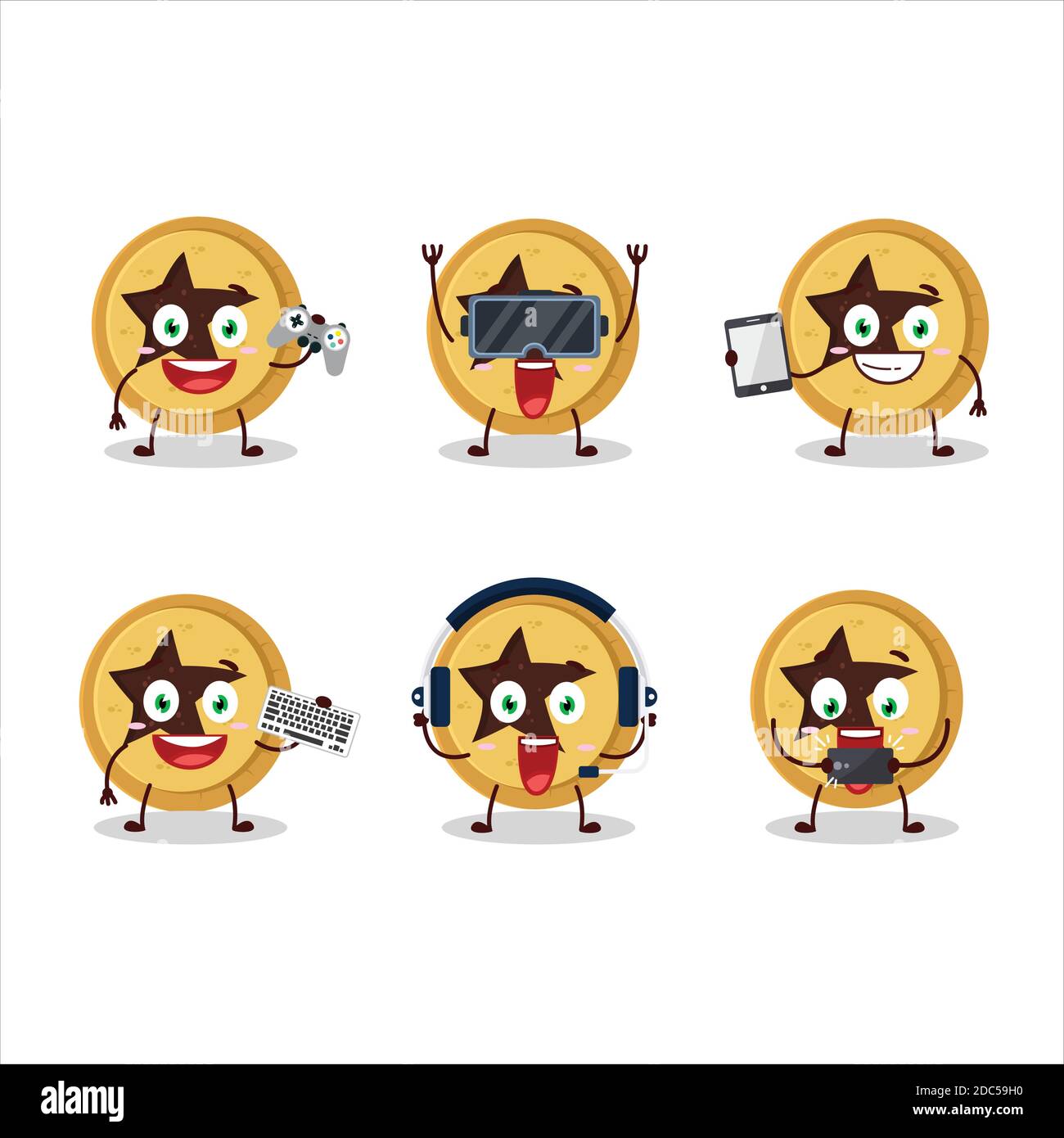 Bread star cartoon character are playing games with various cute ...