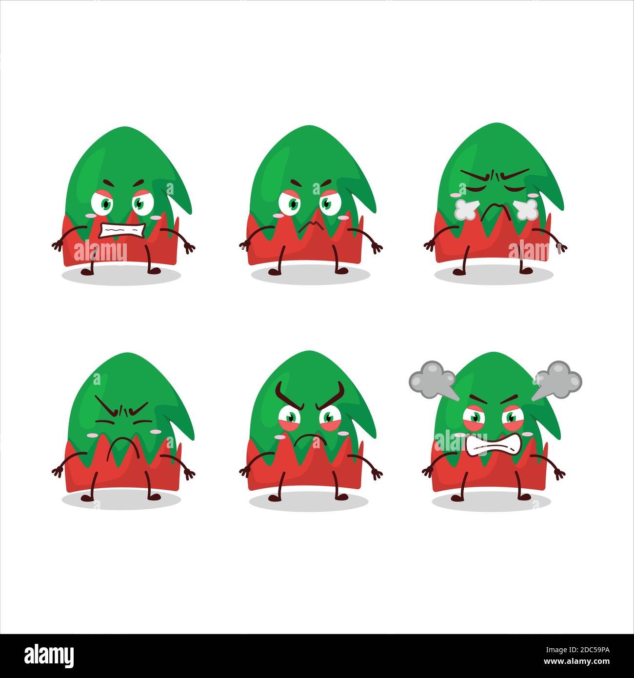 Dwarf hat cartoon character with various angry expressions. Vector ...