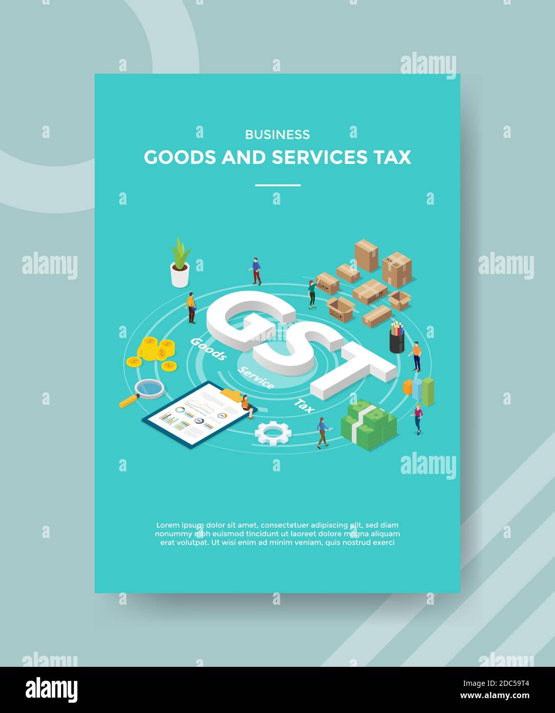 business goods and services tax people around GST text chard board box ...