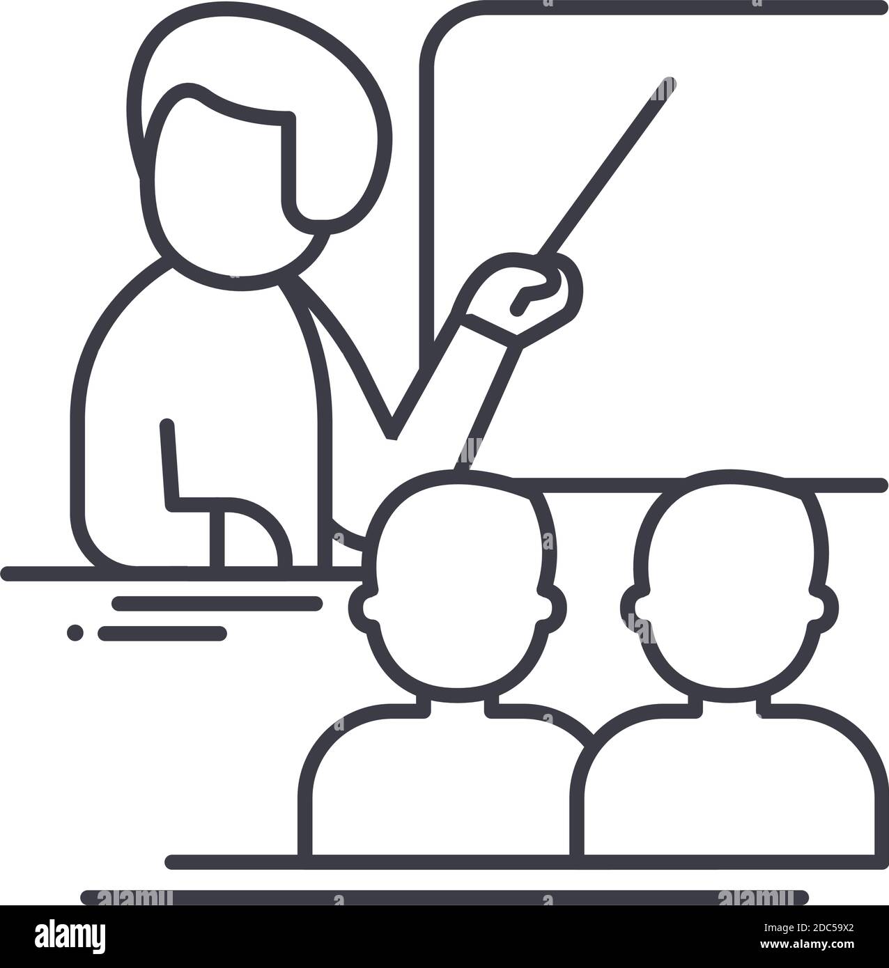 Training seminar icon, linear isolated illustration, thin line vector ...