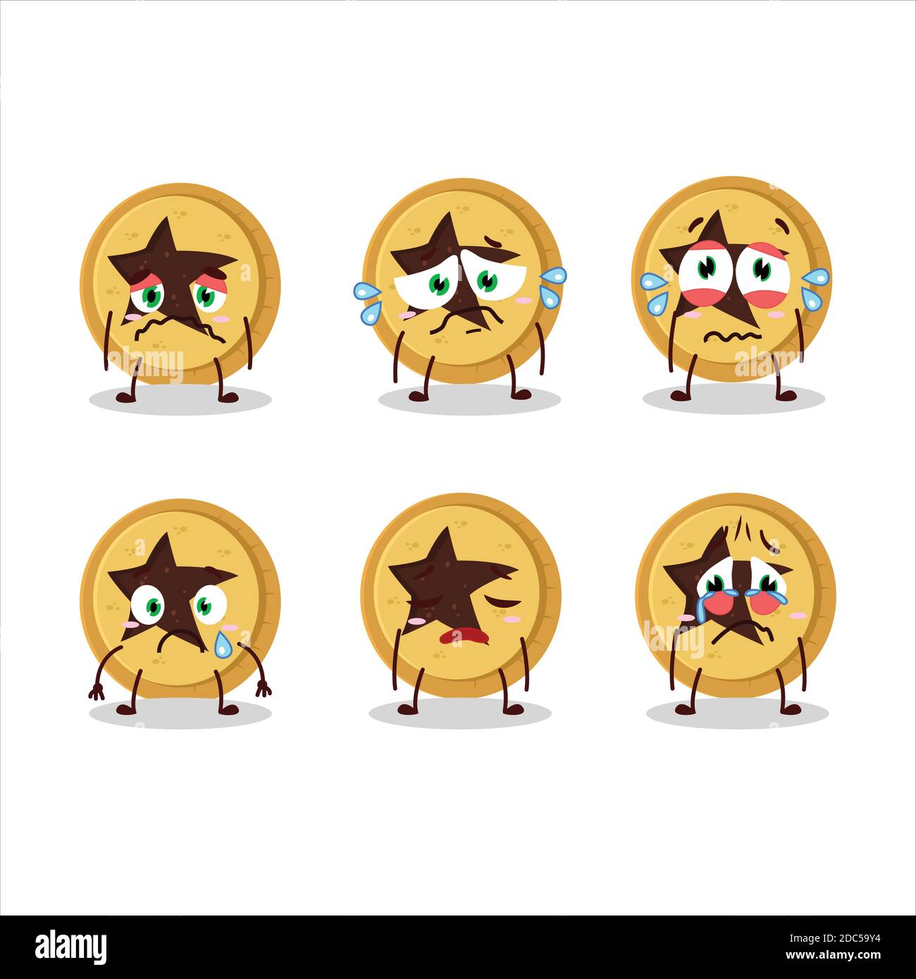 Bread star cartoon character with sad expression. Vector illustration ...