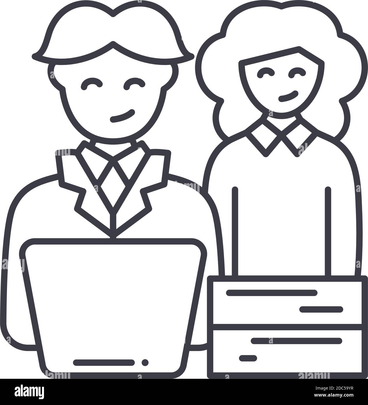 Students icon, linear isolated illustration, thin line vector, web ...