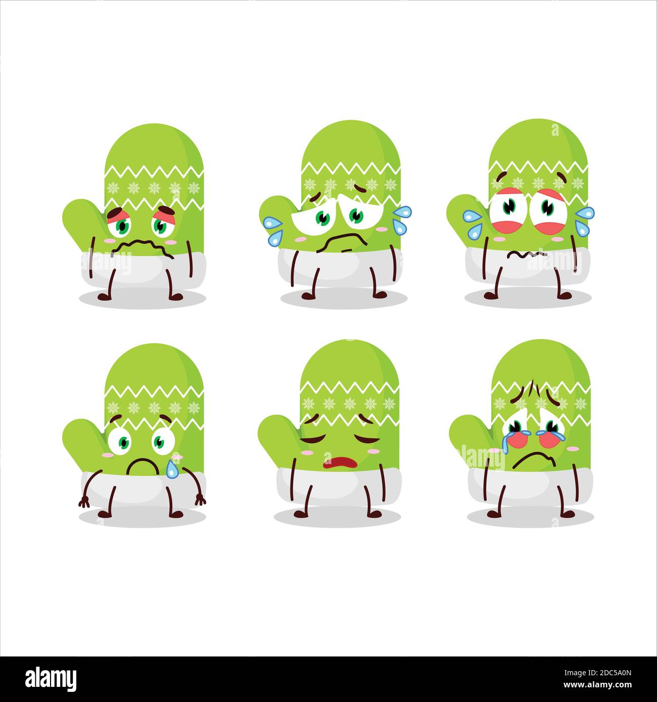 New green gloves cartoon character with sad expression. Vector ...