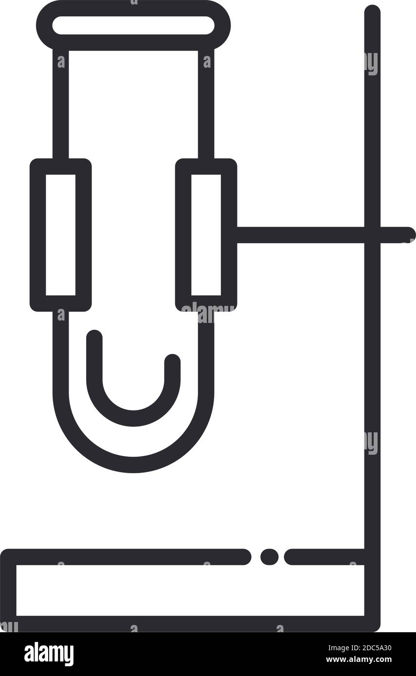 biology test tube in stand science element line icon style vector ...