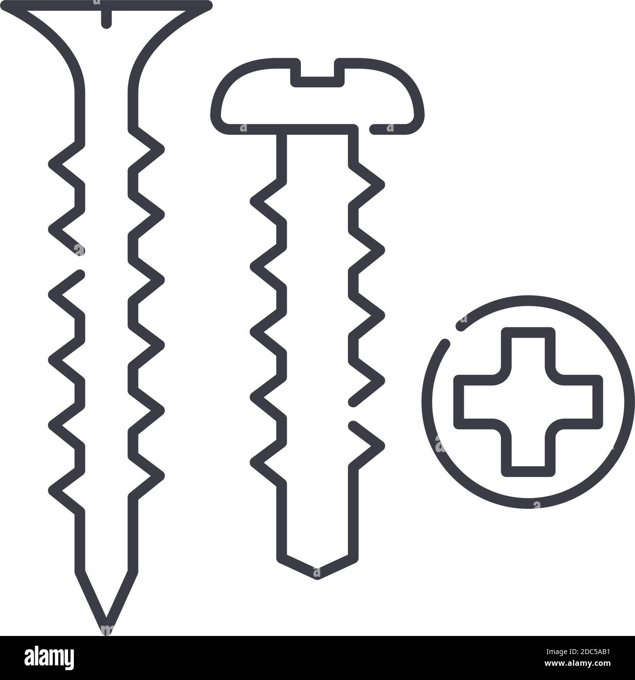 Screw concept icon, linear isolated illustration, thin line vector, web ...