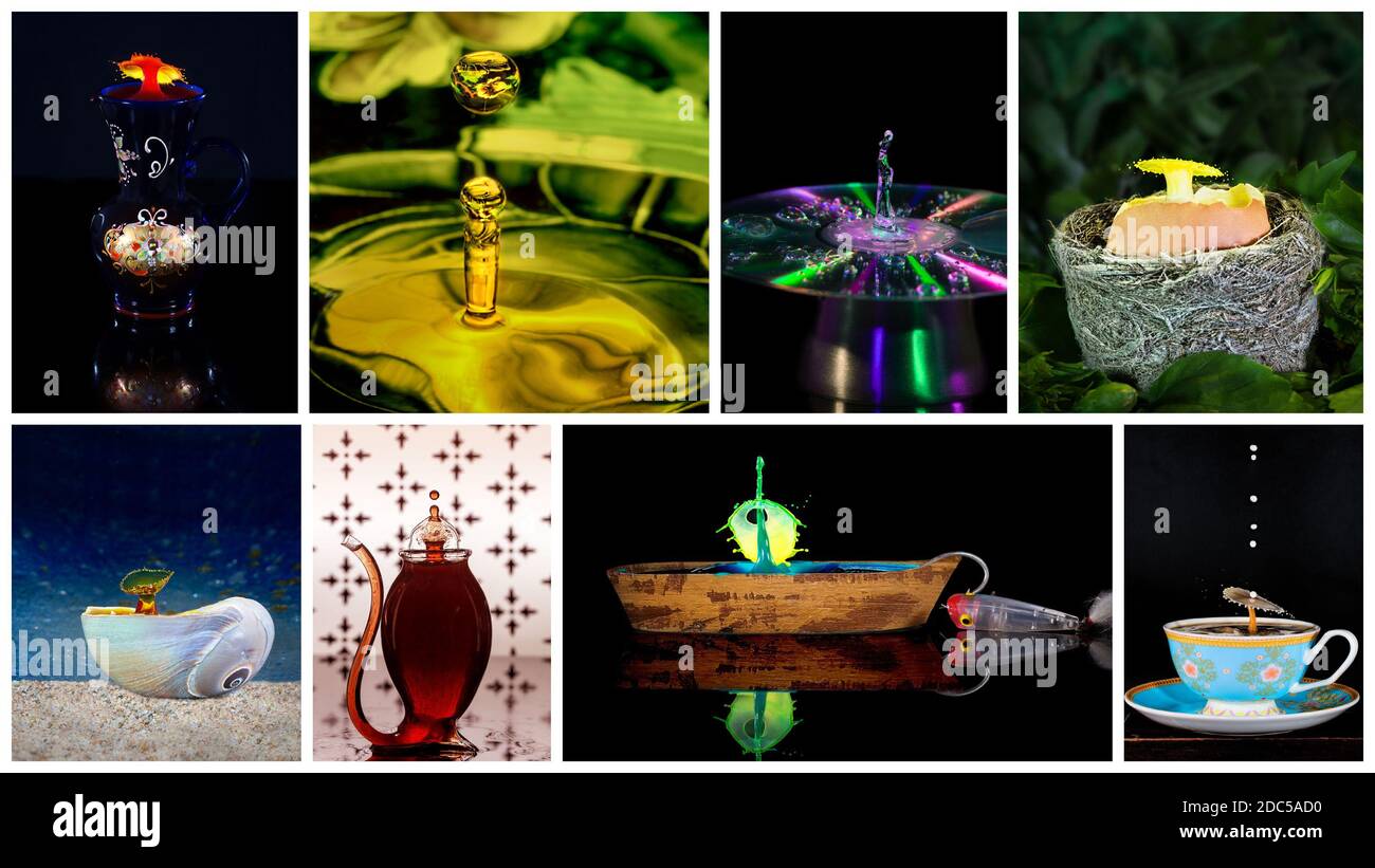 Collage of interesting and beautifully executed water drop creations ...