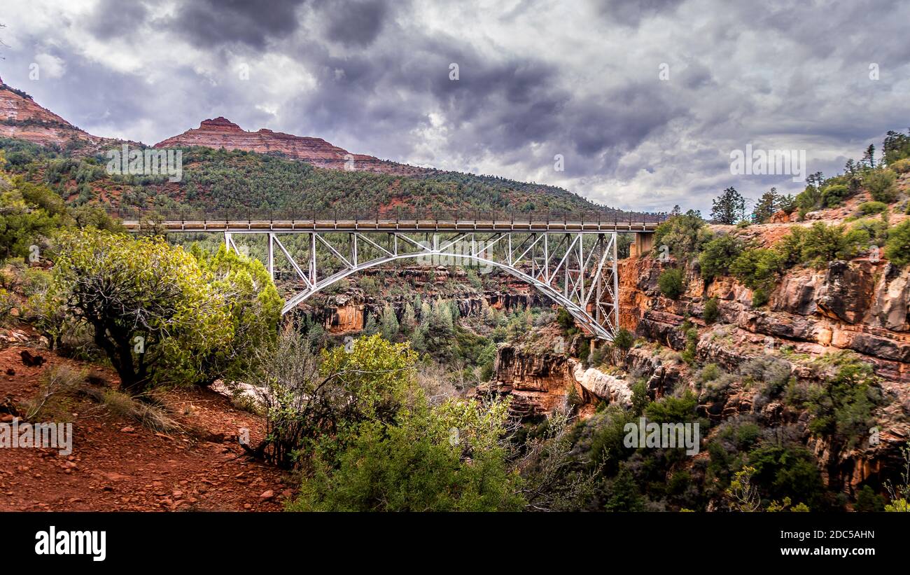 The steel structure of Midgely Bridge on Arizona SR89A between Sedona ...