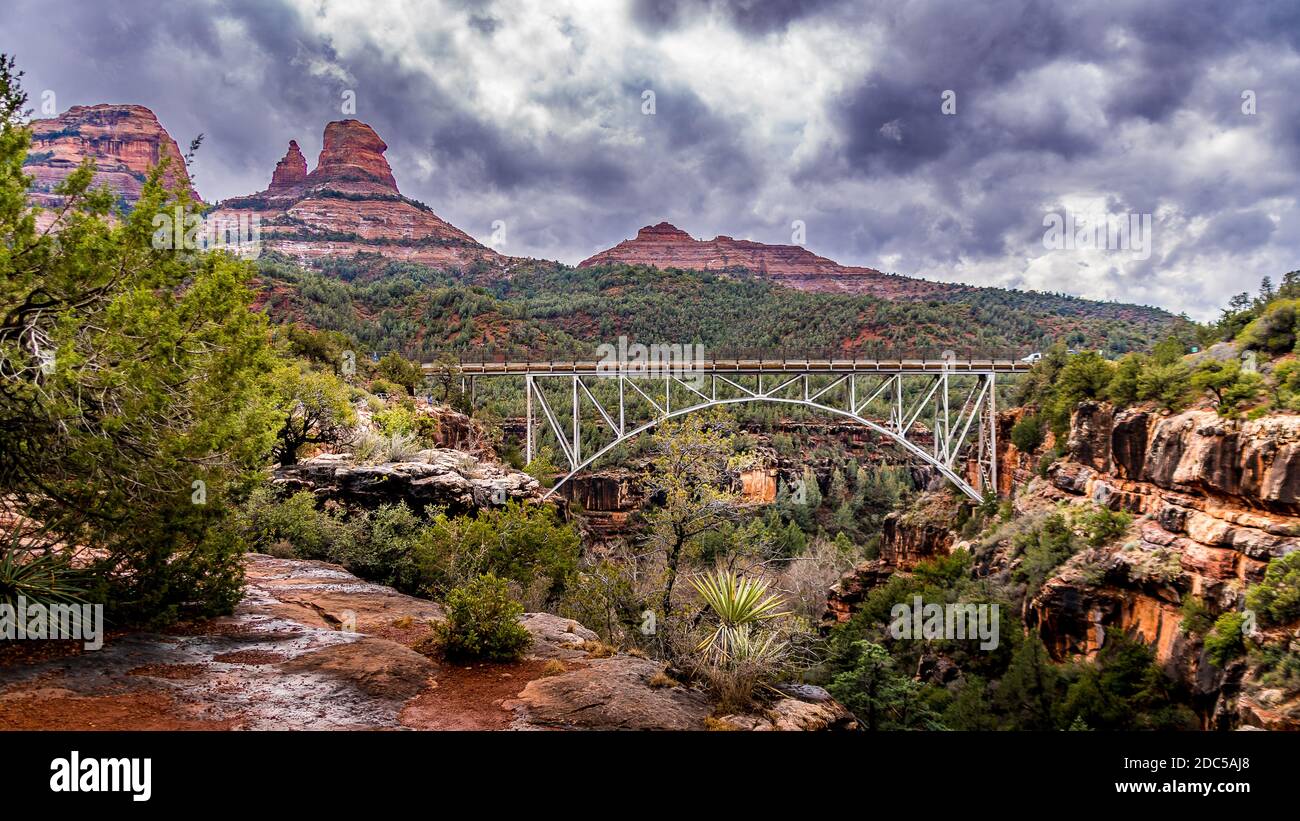 The steel structure of Midgely Bridge on Arizona SR89A between Sedona ...