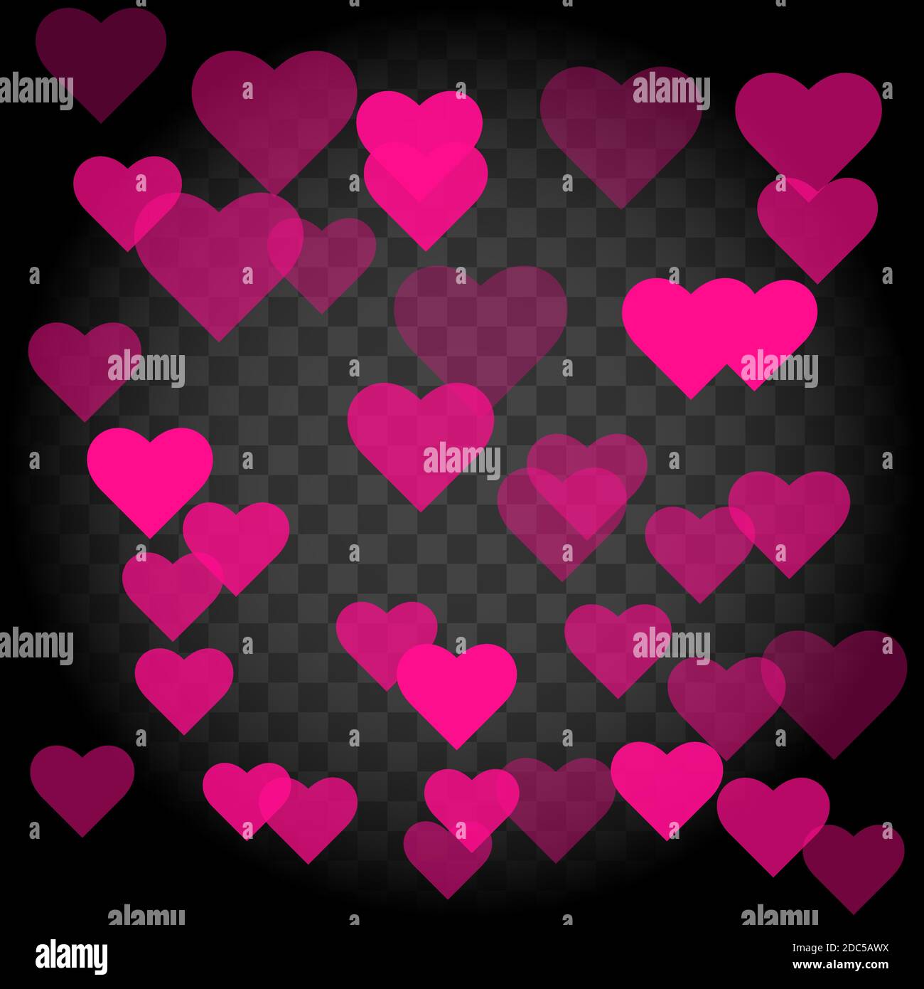 Vector seamless pattern with hearts on transparent background Stock ...