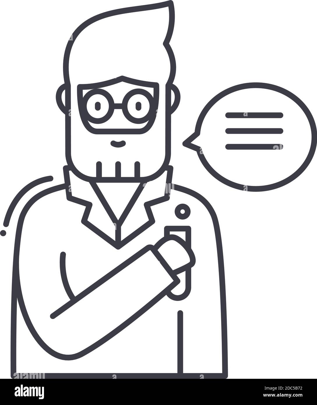 Science professor icon, linear isolated illustration, thin line vector ...