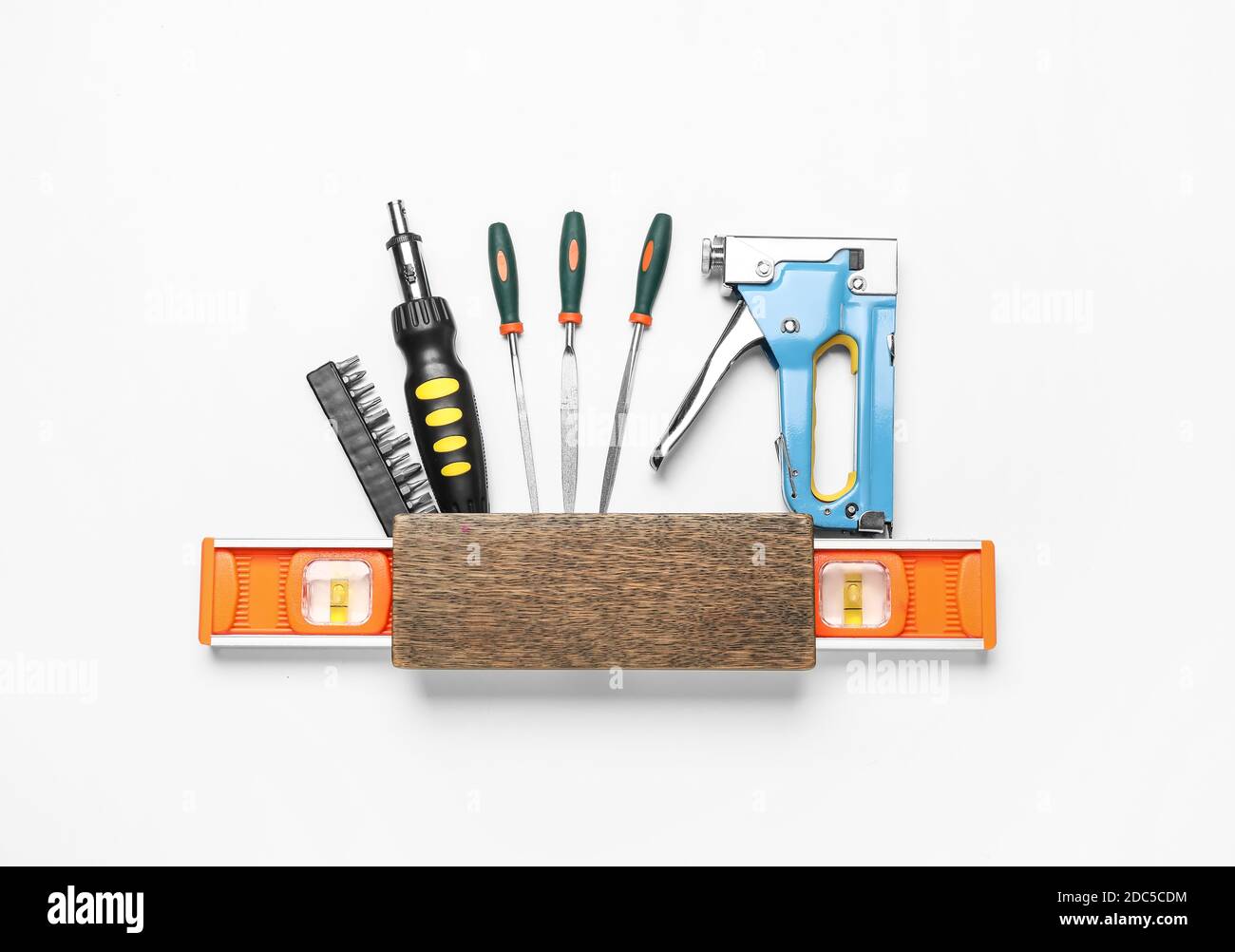 Set of construction tools on white background Stock Photo - Alamy