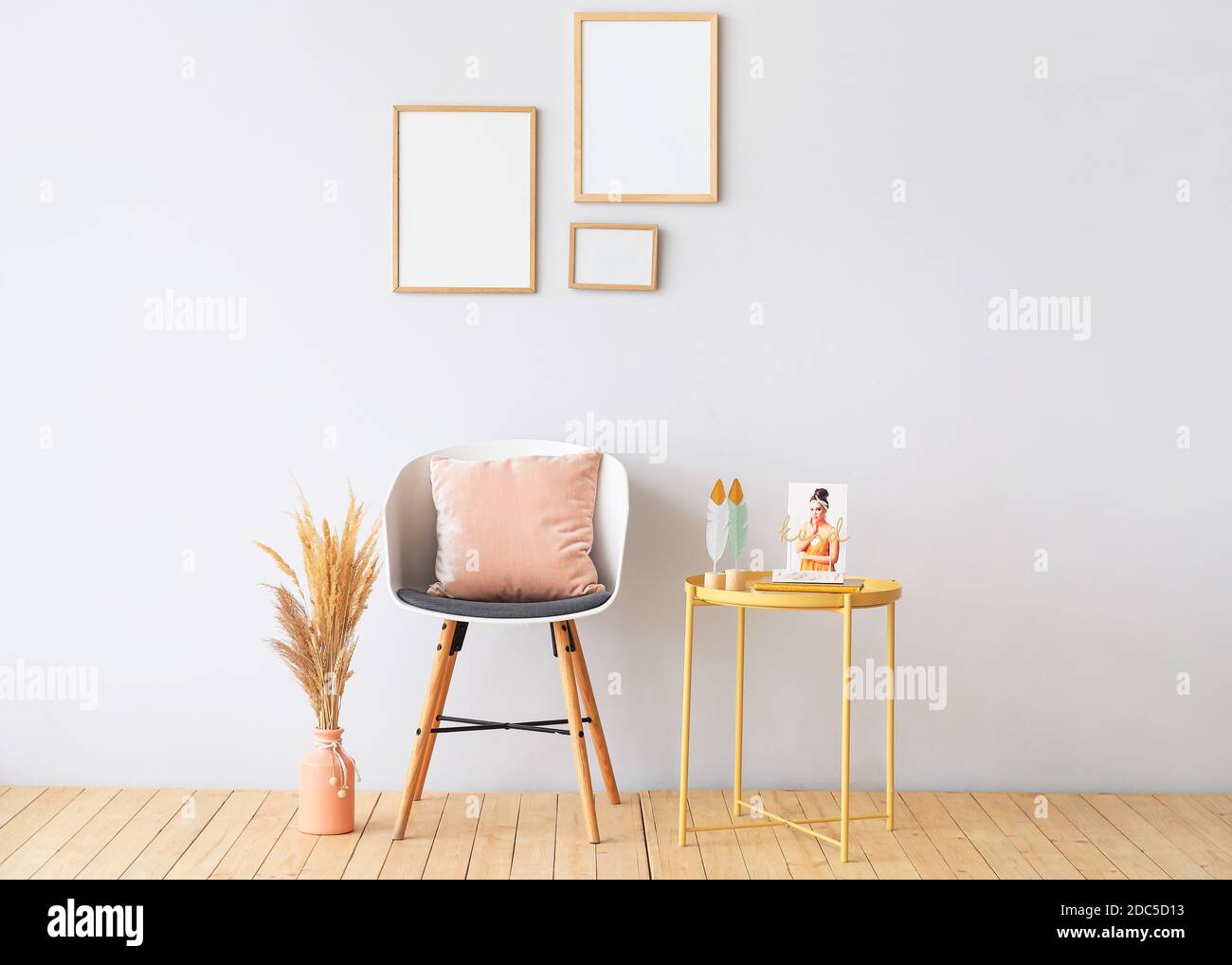 Interior of modern room with chair and table Stock Photo - Alamy