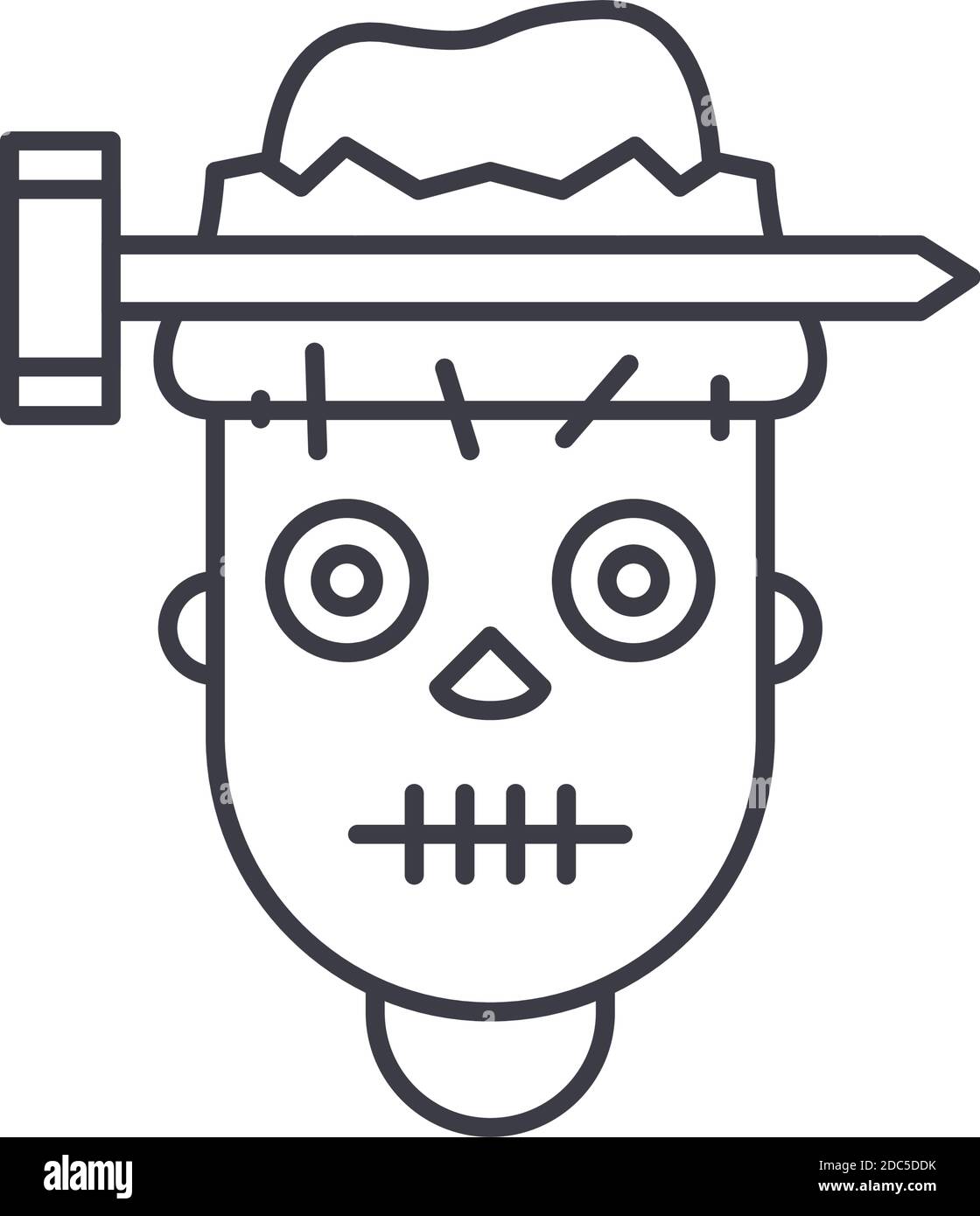Scary zombie icon, linear isolated illustration, thin line vector, web ...