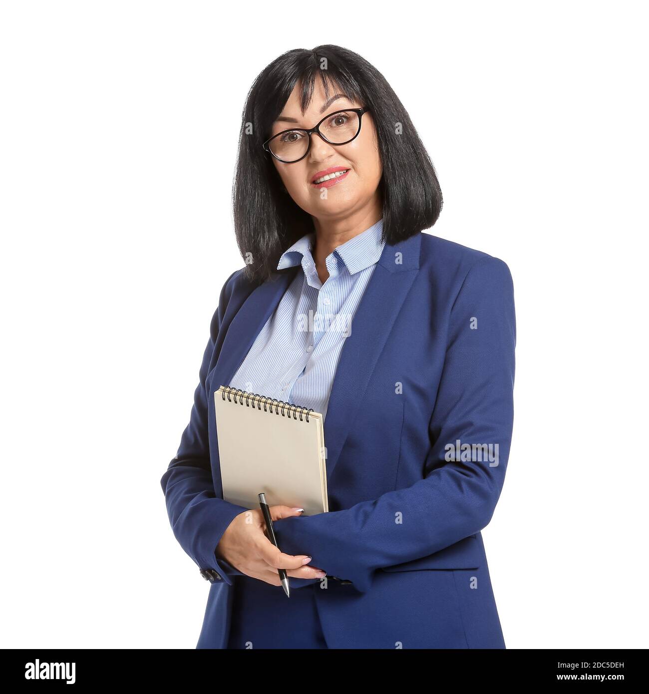 Portrait of female psychologist on white background Stock Photo - Alamy