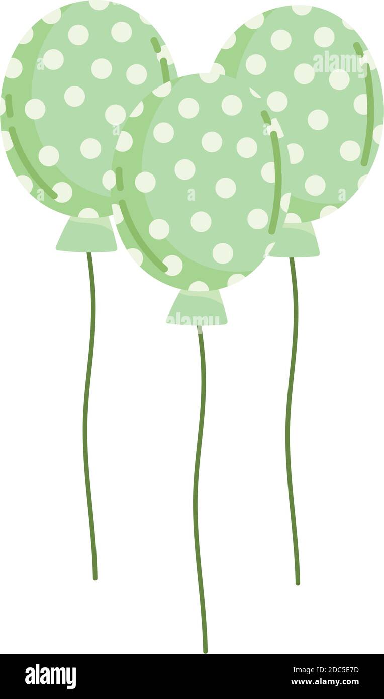 dotted balloons decoration party isolated white background vector ...