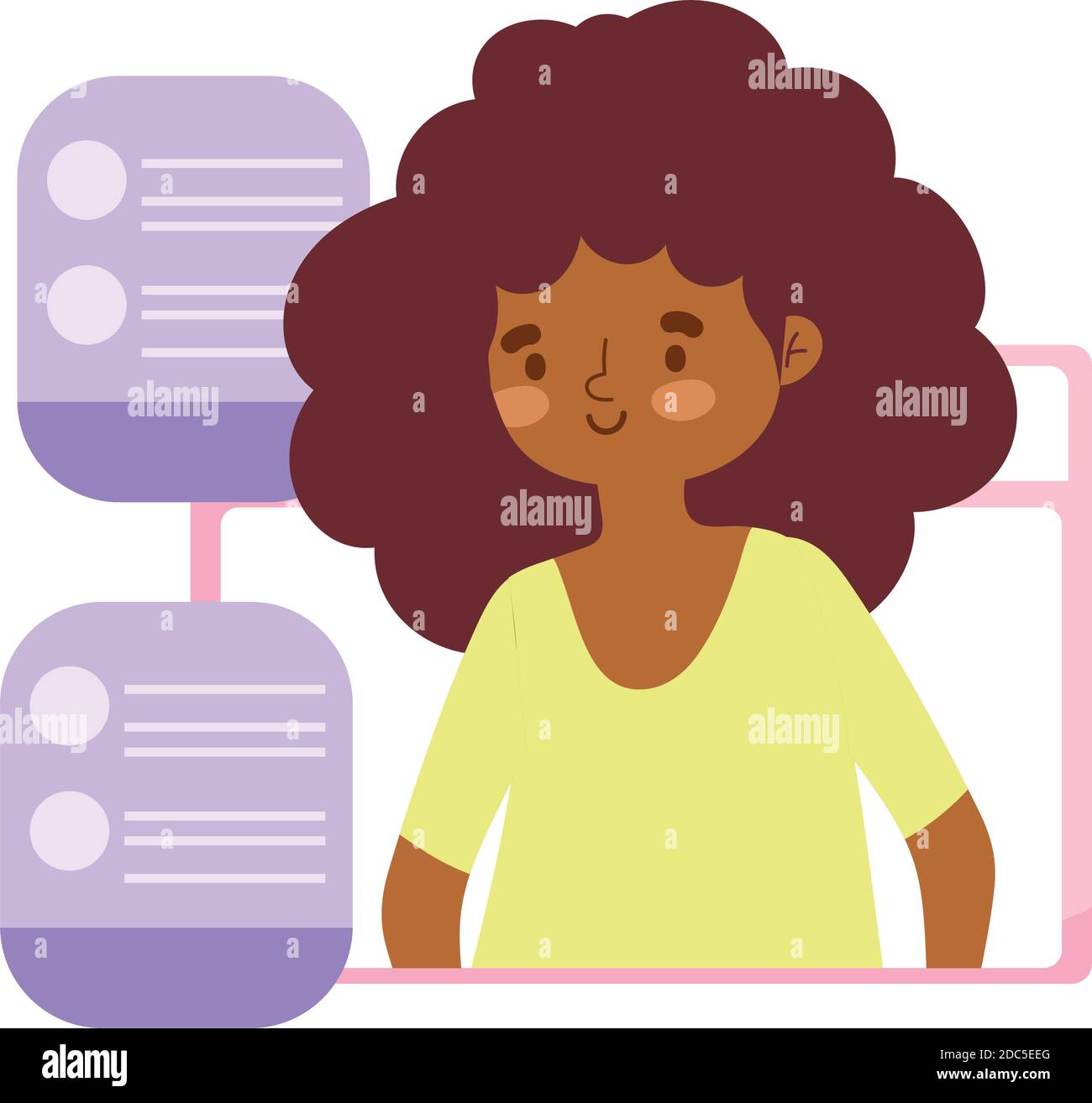 girl website chat bubbles cartoon isolated white background vector ...