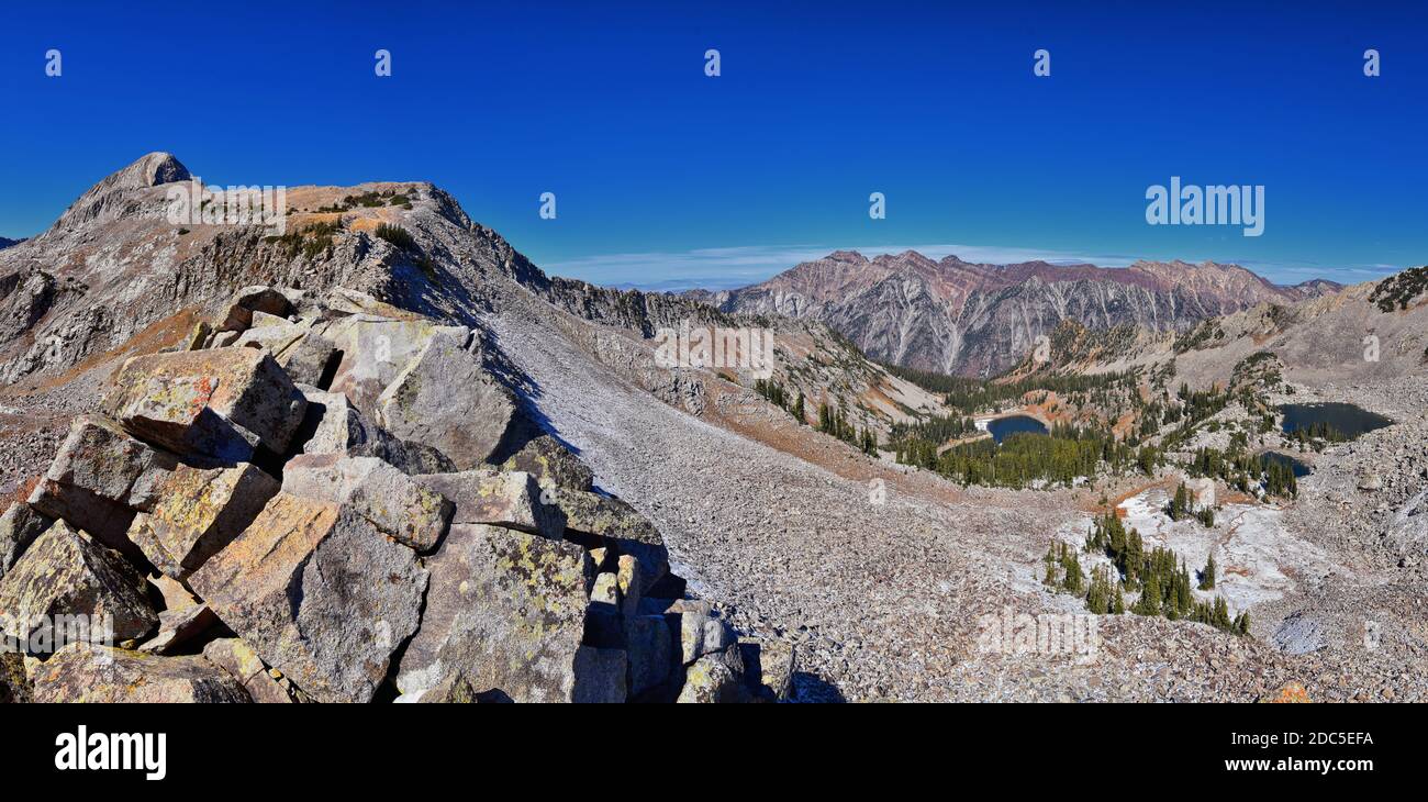 View of Pfeifferhorn peak and Lone Peak Wilderness mountain landscape ...