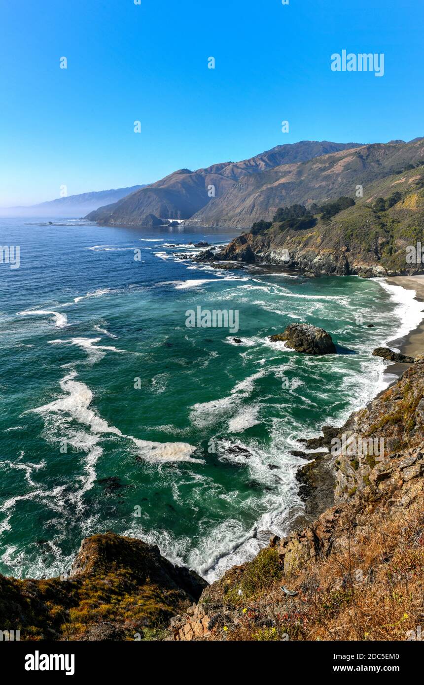 Beautiful scenery along Highway 1 and Big Sur, California, USA Stock ...