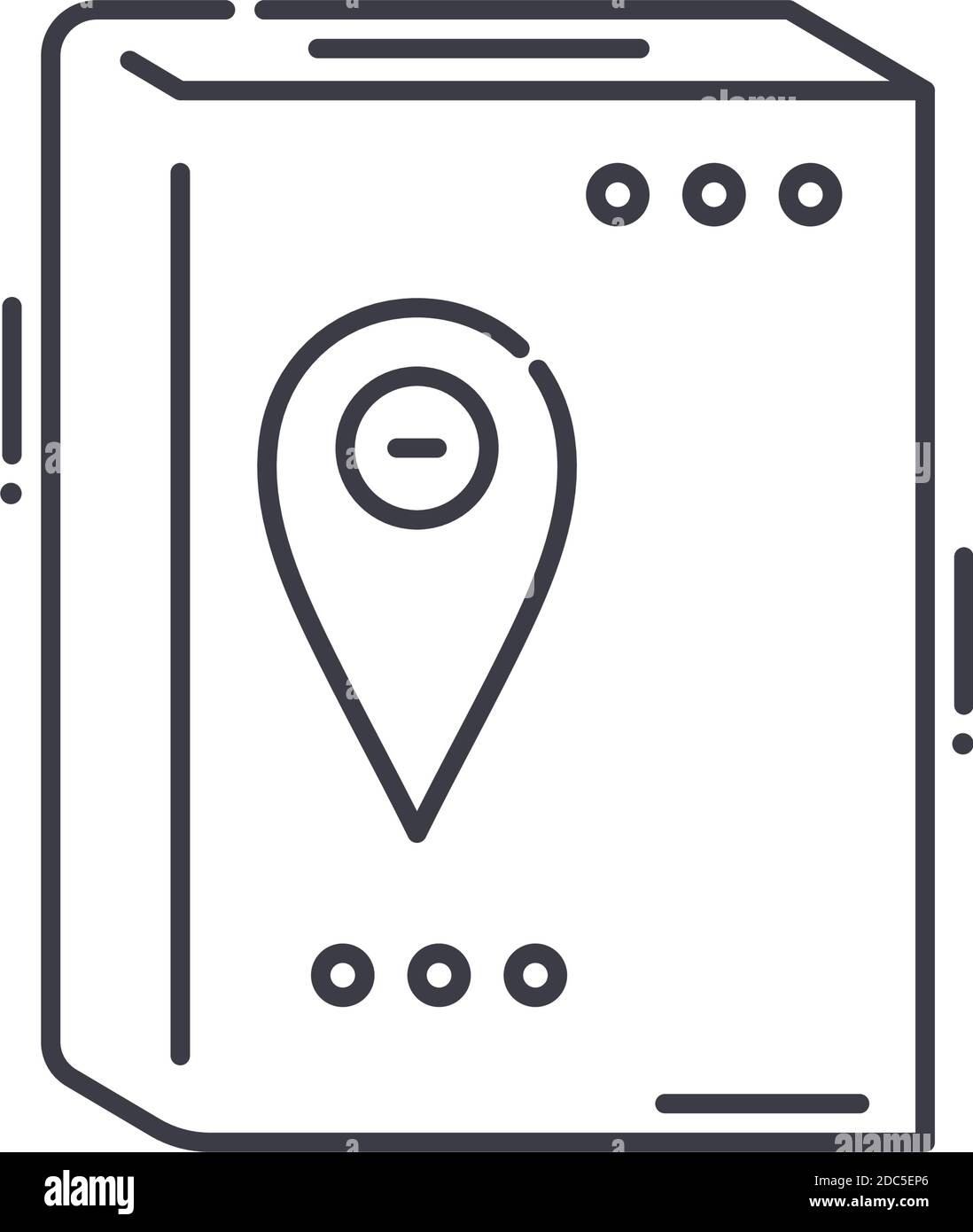 Location book icon, linear isolated illustration, thin line vector, web ...