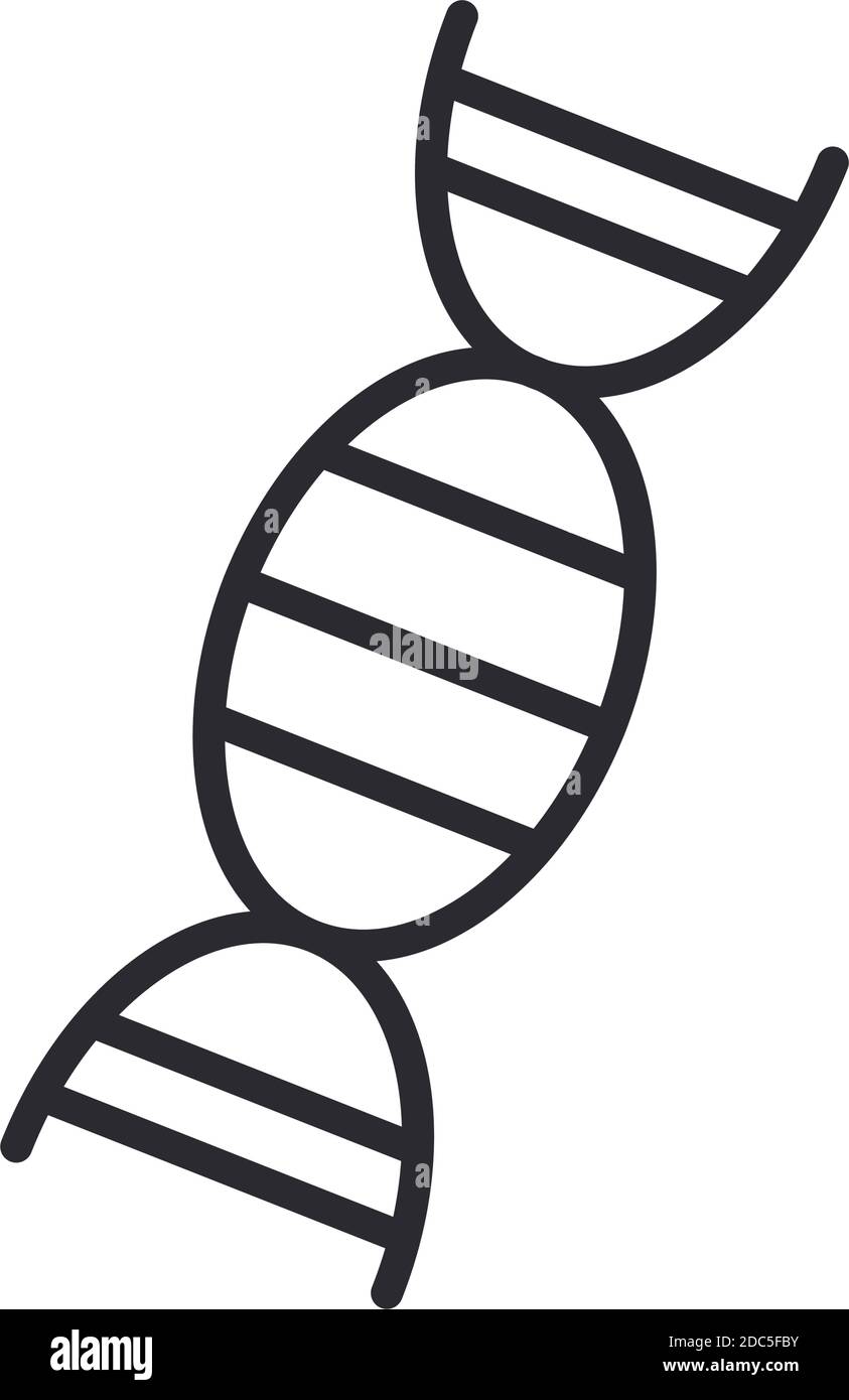 biology genetic dna molecule science element line icon style vector ...