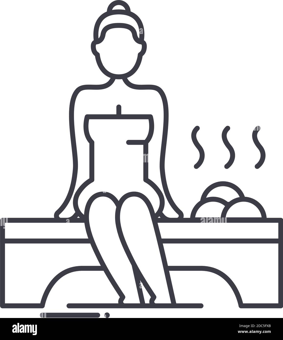 Sauna icon, linear isolated illustration, thin line vector, web design sign, outline concept ...