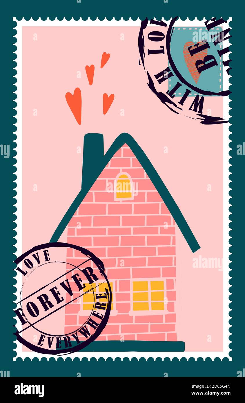 romantic postage stamps. envelopes and cards for valentine's day. Top ...