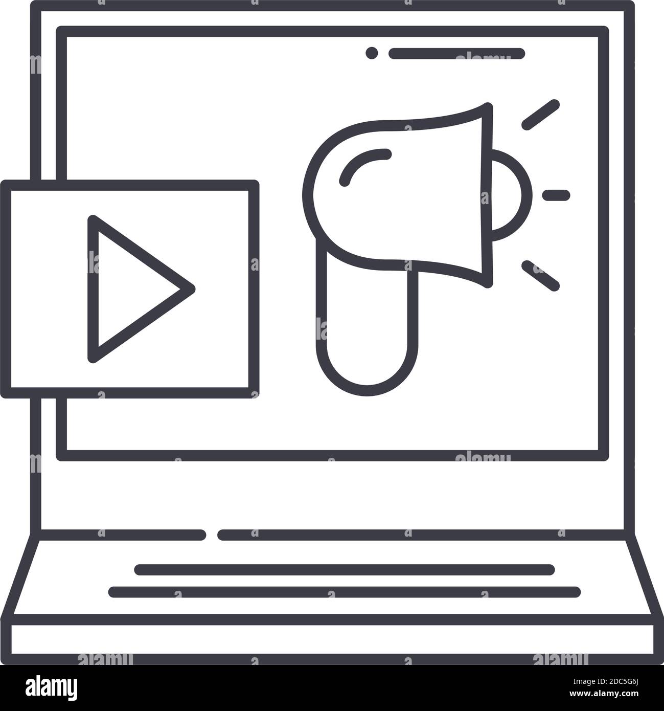 Live marketing icon, linear isolated illustration, thin line vector ...