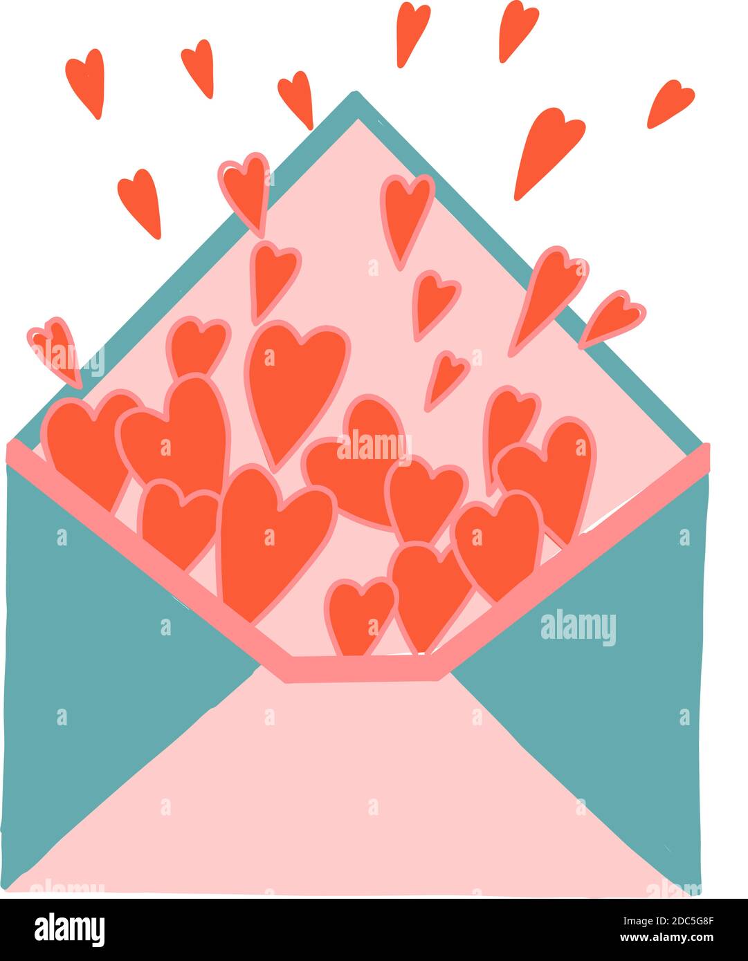 Hearts fly out of the envelope. Envelope filled with hearts. love ...