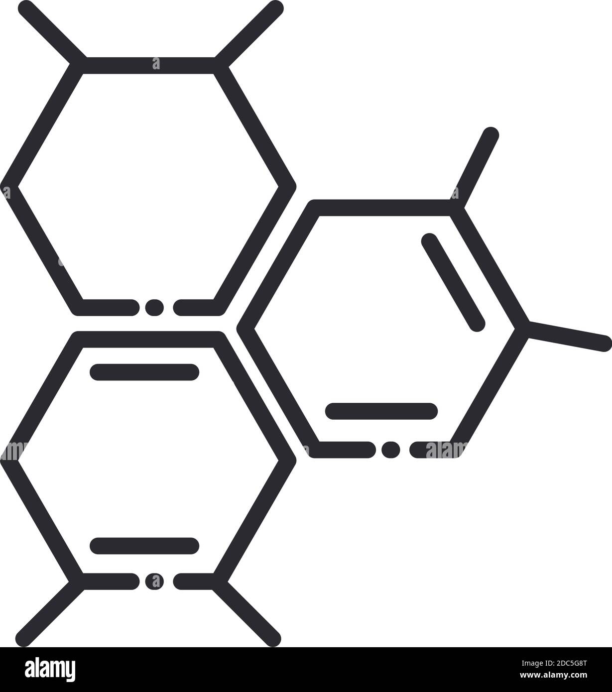 biology science molecule connection model element line icon style ...