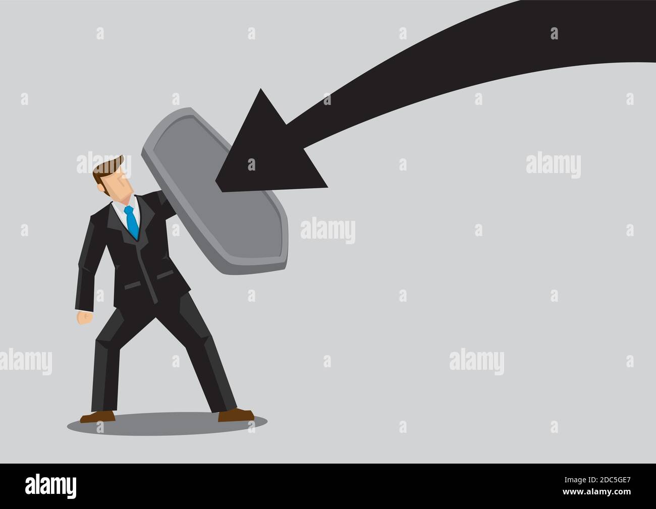 Business concept vector illustration of a businessman holding a shield ...