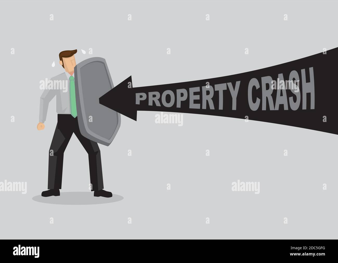 Business concept vector illustration of a businessman holding a shield ...