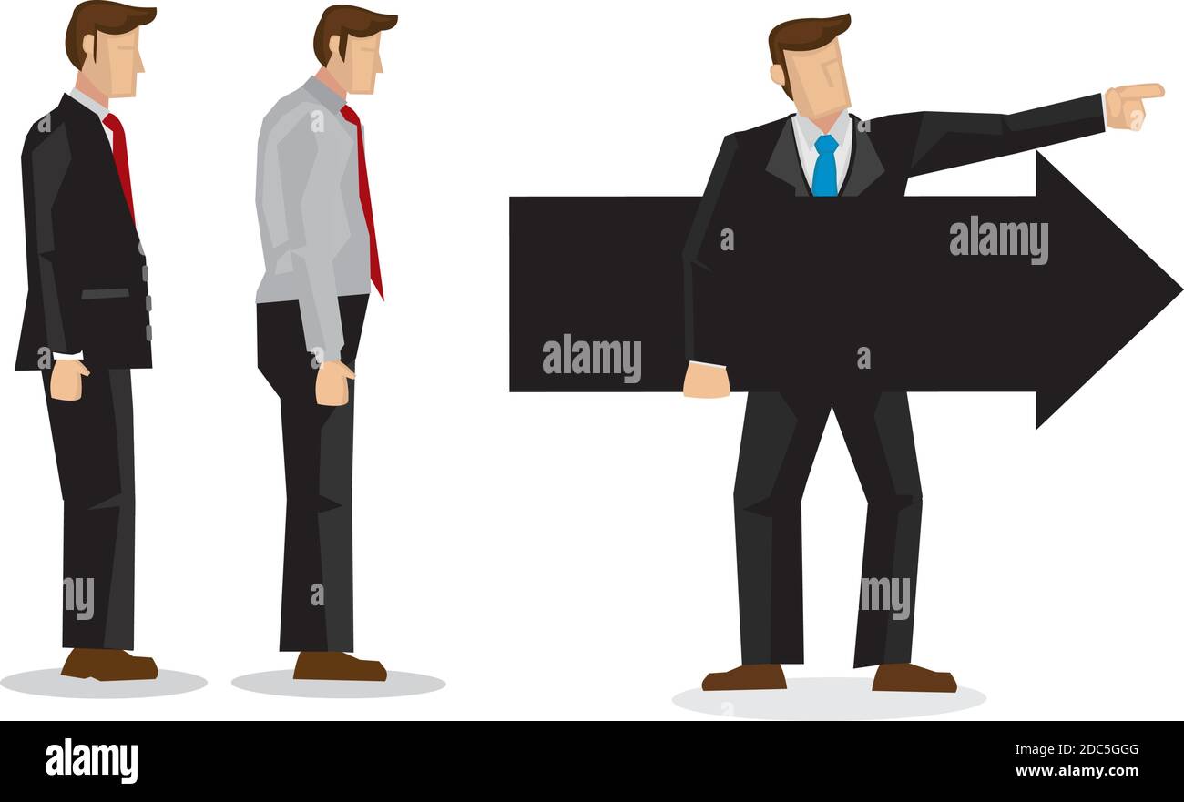 Business leader in suit leads his people to the reach their goal ...