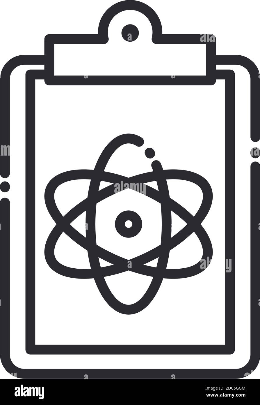biology clipboard medical atom science element line icon style vector ...