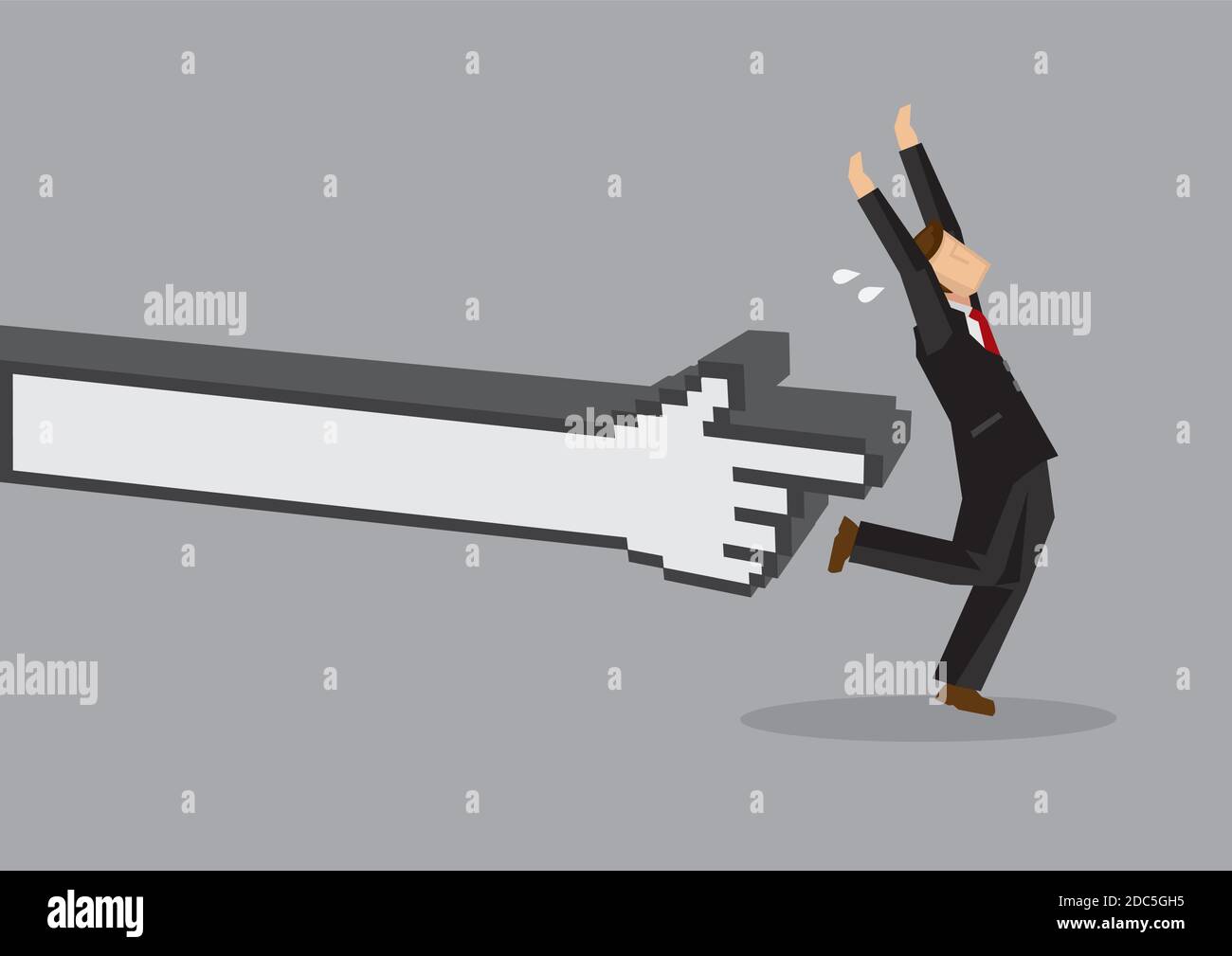 Creative cartoon vector illustration of businessman in black suit ...