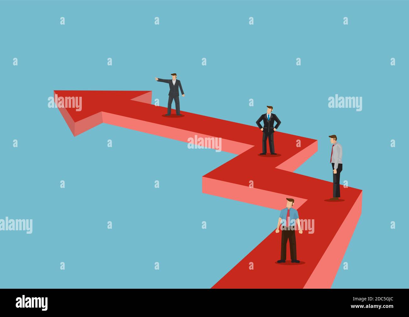 Concept of businessman show direction to his company for a successful ...