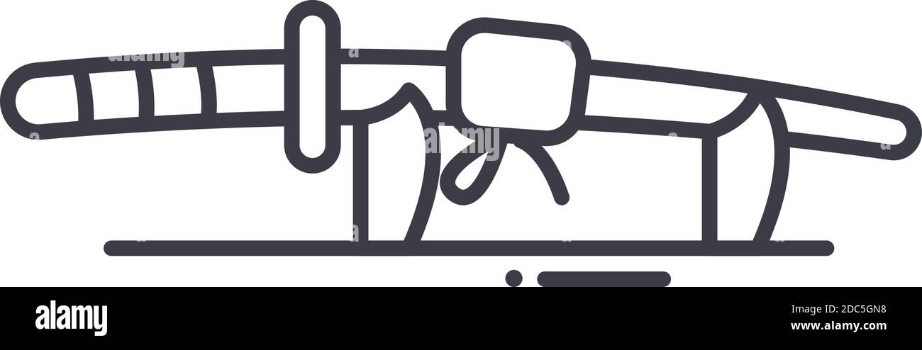 Samurai sword icon, linear isolated illustration, thin line vector, web ...