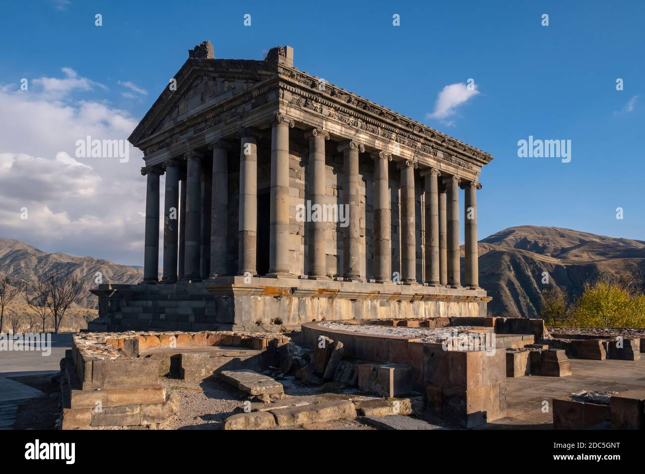 Side view of the Pagan Temple of Garni the only standing Greco-Roman ...