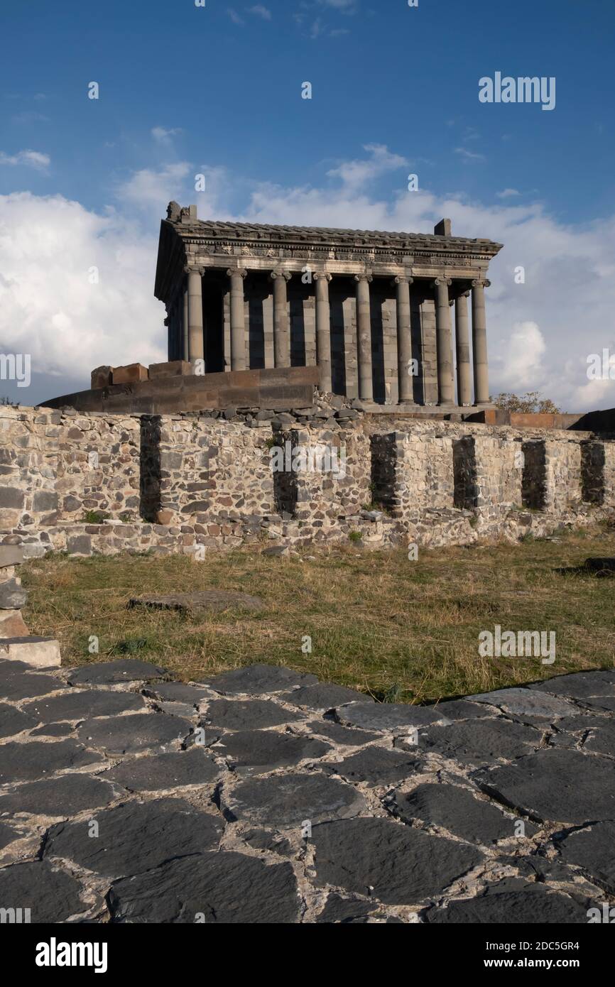 Side view of the Pagan Temple of Garni the only standing Greco-Roman ...