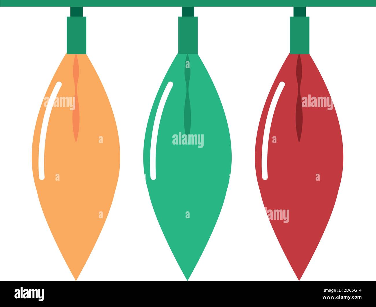 merry christmas, hanging light bulbs decoration vector illustration ...