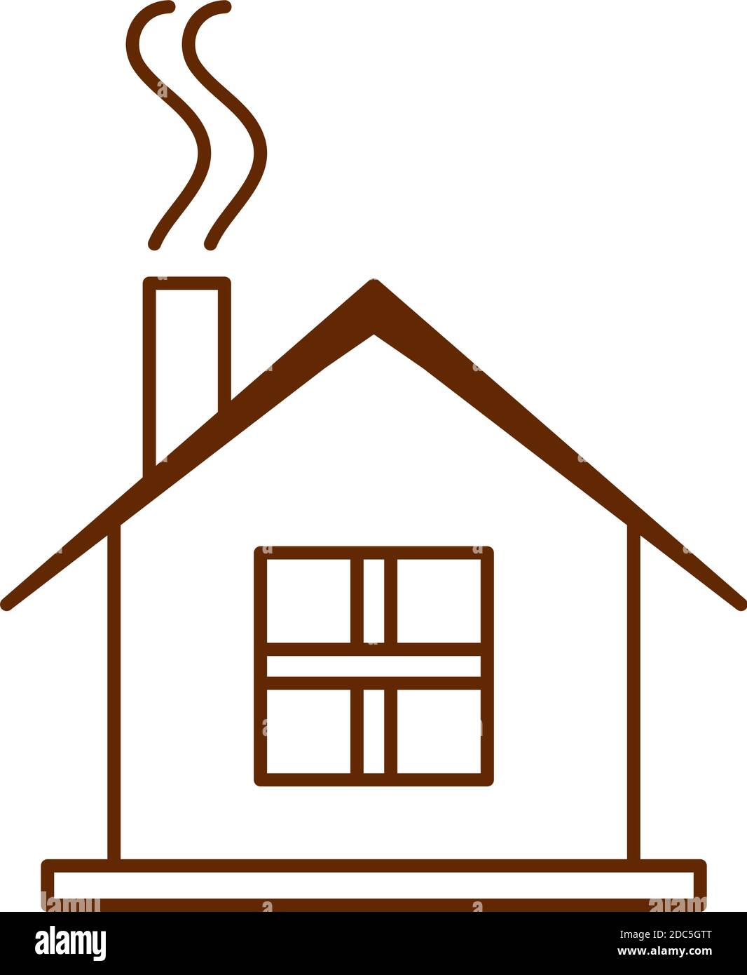 house chimney smoke cartoon vector illustration cartoon line icon Stock ...