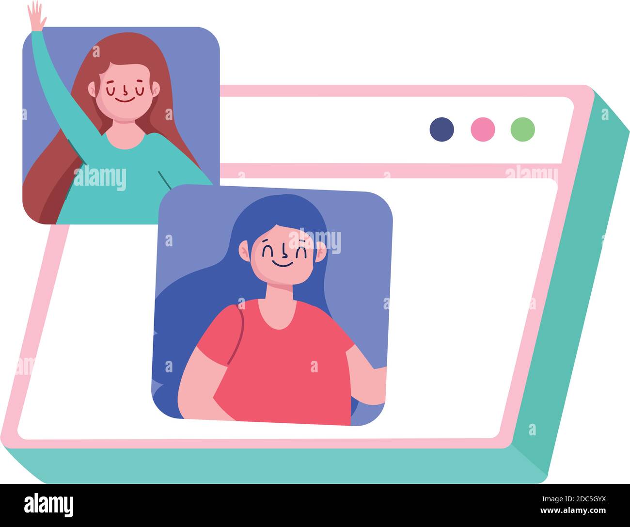 website meeting girls talking cartoon isolated white background vector ...