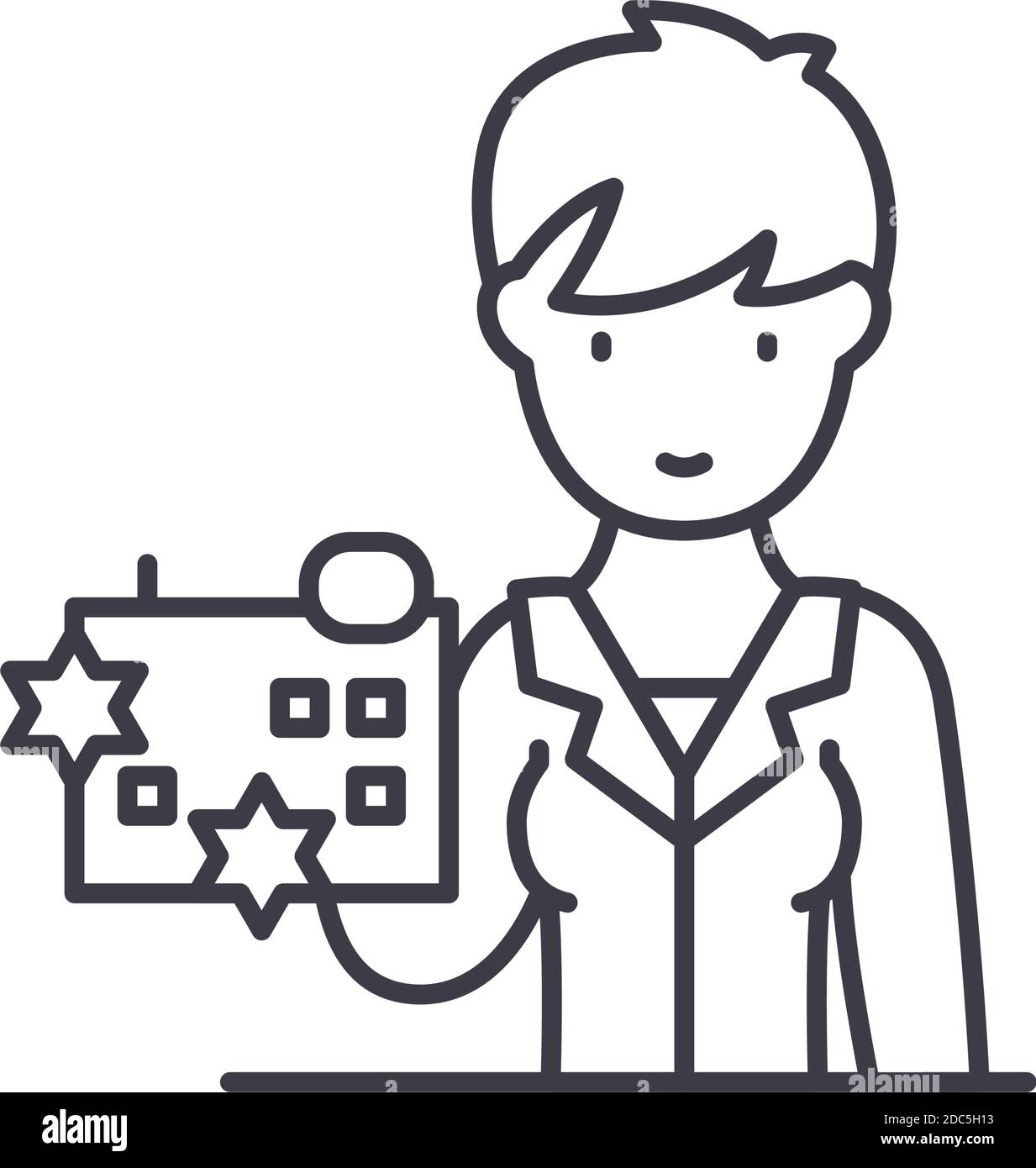 Salesman icon, linear isolated illustration, thin line vector, web ...