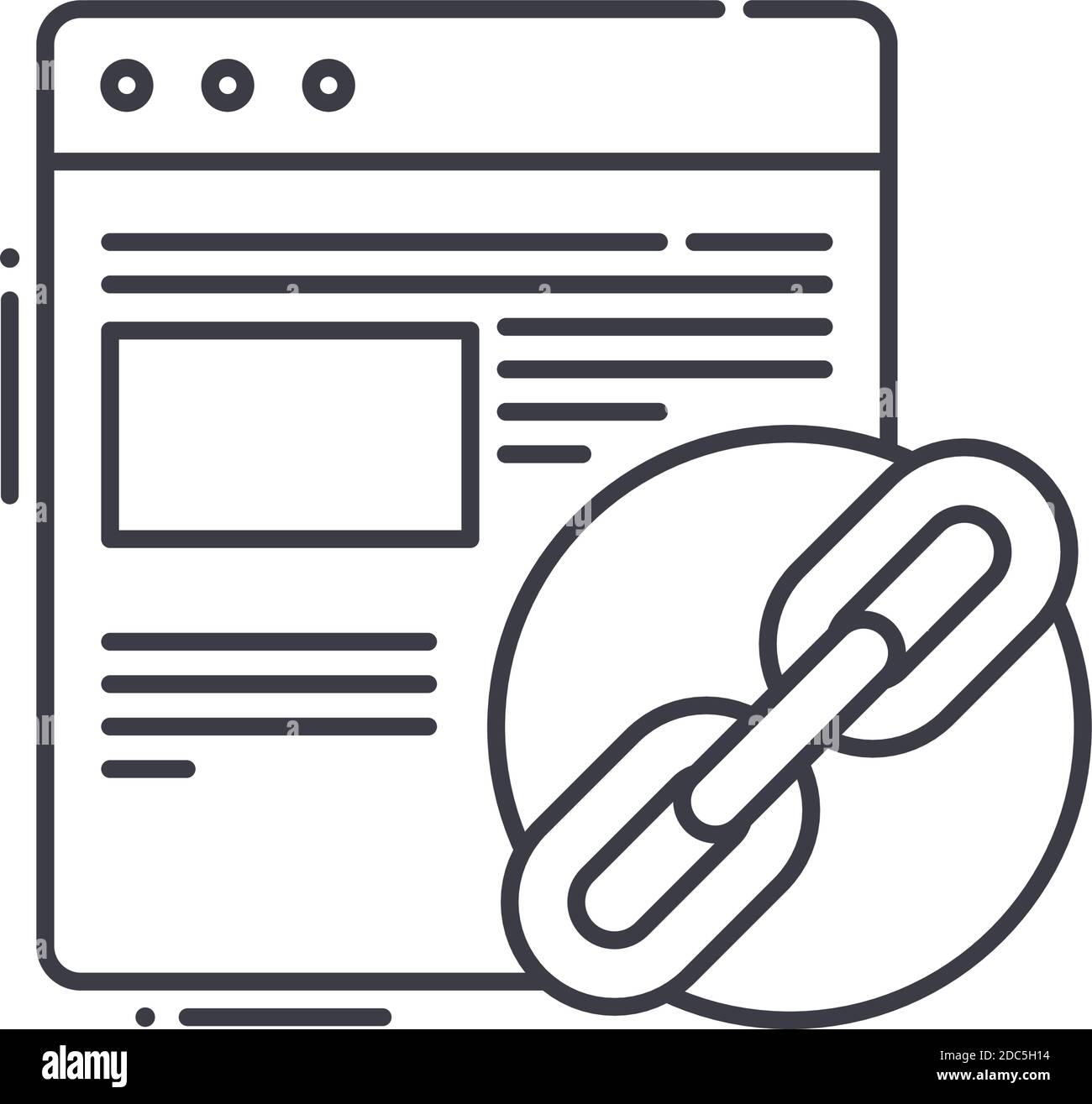 Link building icon, linear isolated illustration, thin line vector, web design sign, outline ...