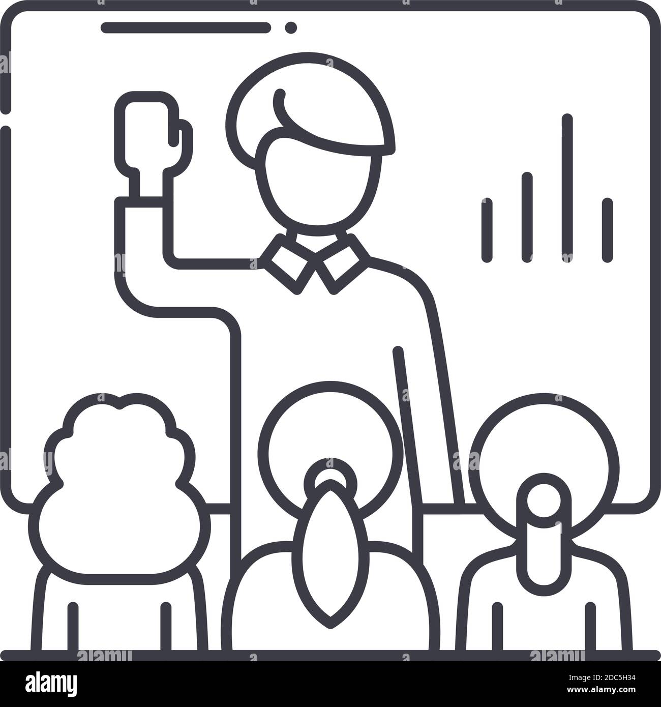 Sales training icon, linear isolated illustration, thin line vector ...