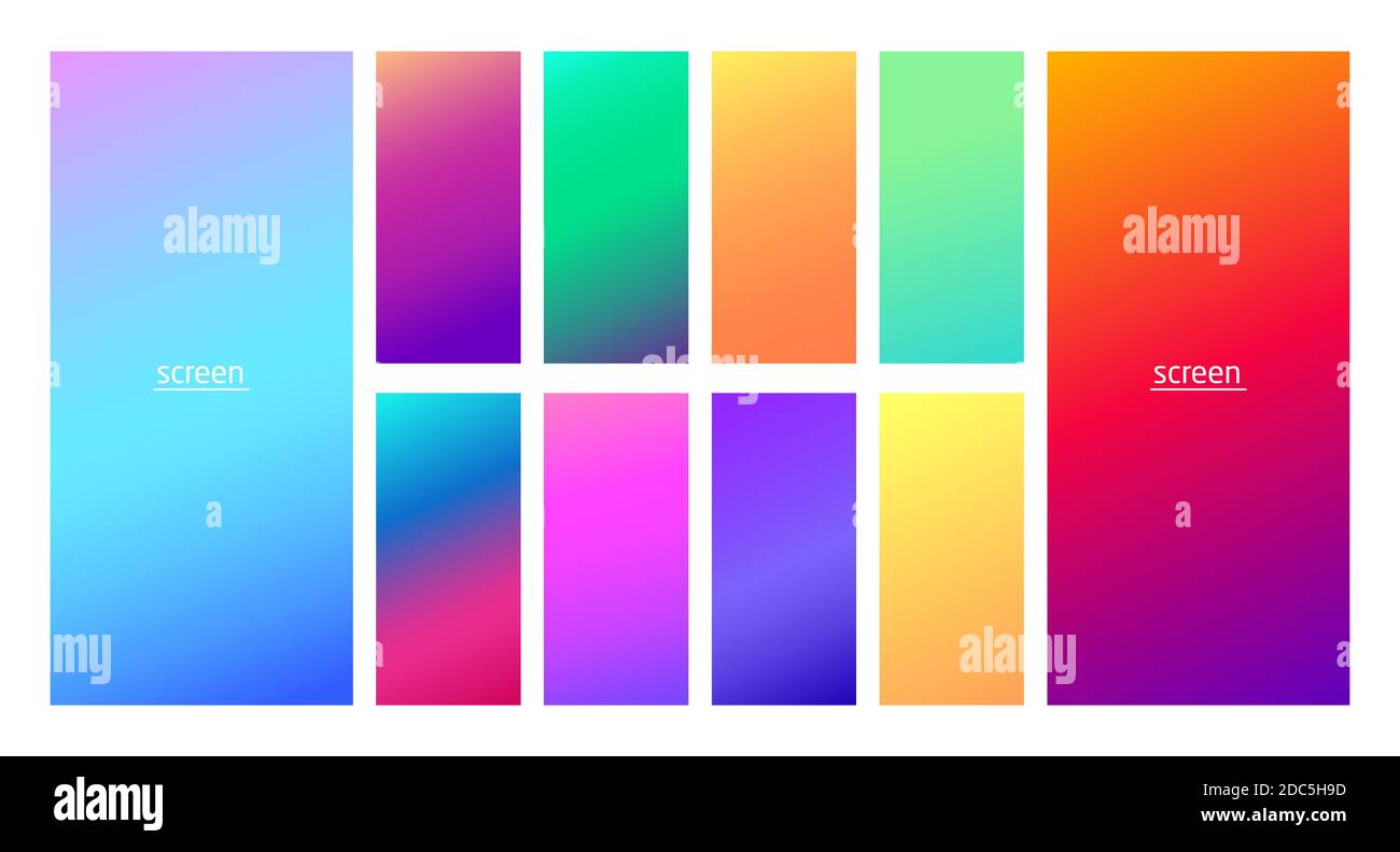 Vibrant and neon soft gradient smooth color background set Stock Vector ...