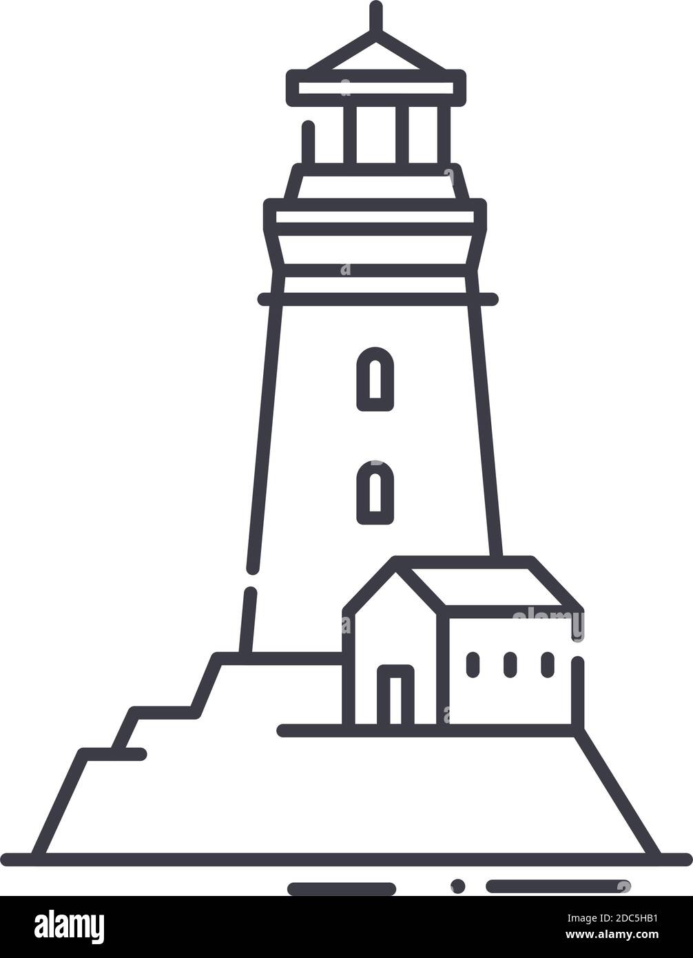 Lighthouse building icon, linear isolated illustration, thin line ...