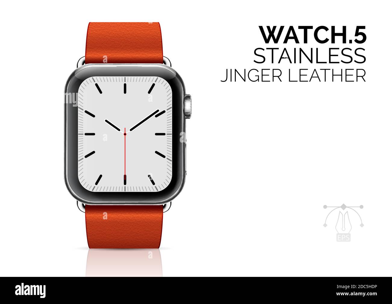 iWatch with ginger leather bracelet realistic vector illustration ...