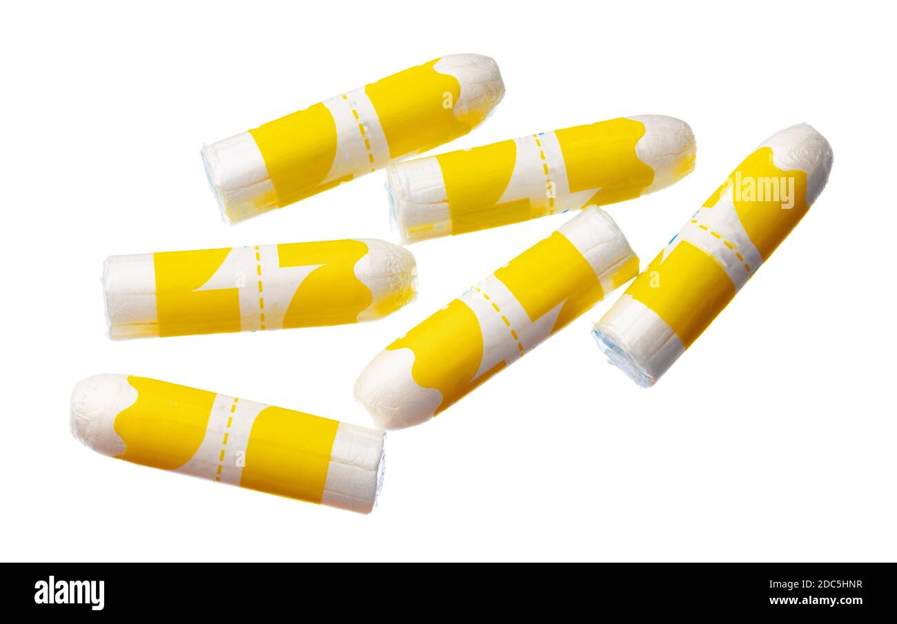 Female medical tampons isolated on white background Stock Photo - Alamy