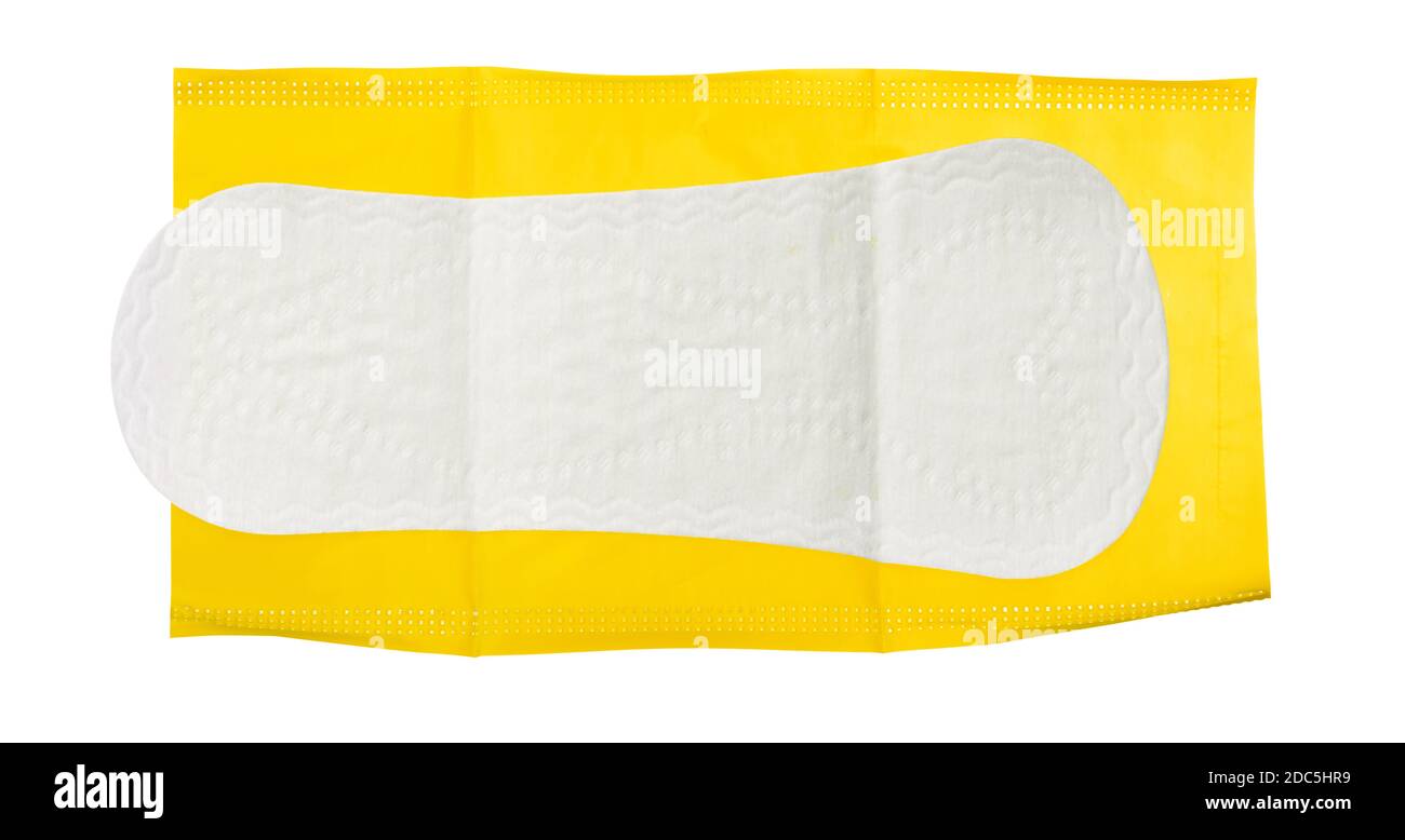 Unpacked female protective pad isolated on white background Stock Photo ...